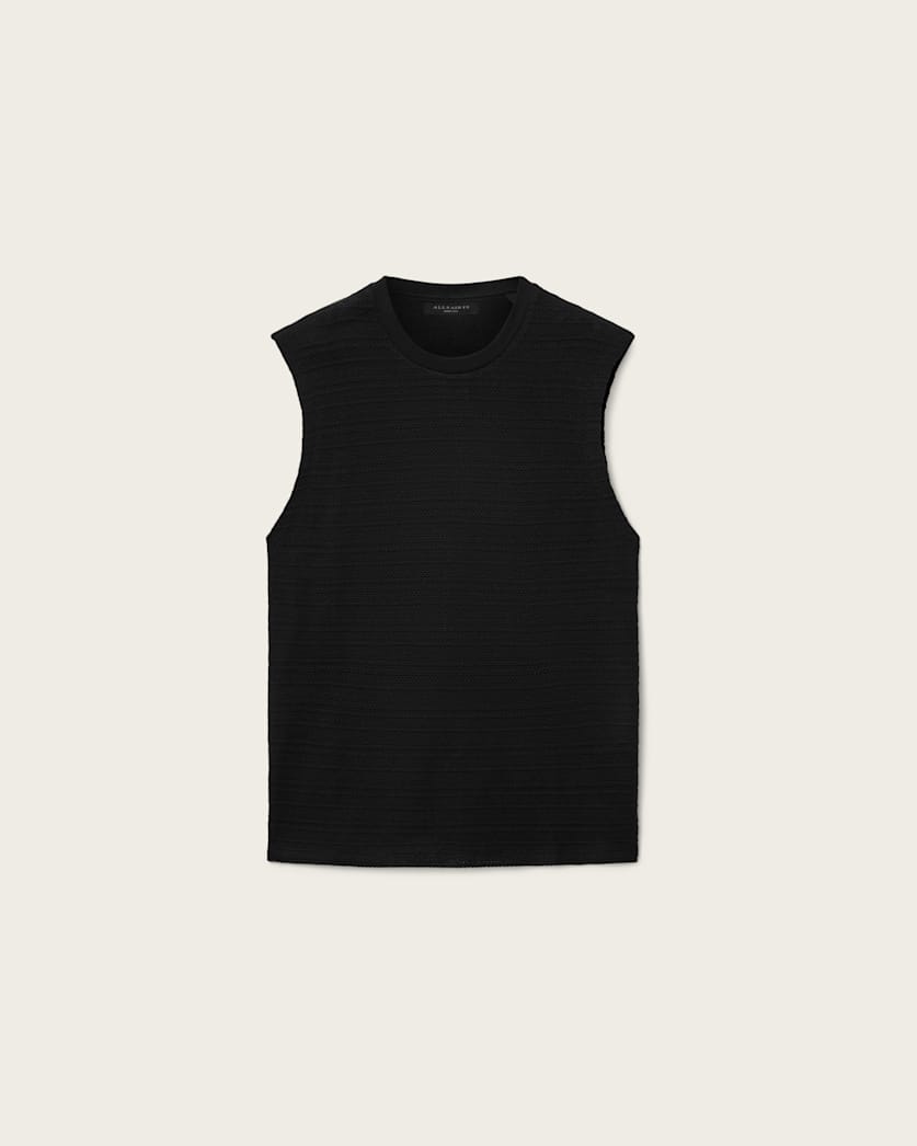 Cove Sleeveless Crew Neck Cotton T-Shirt Jet Black | ALLSAINTS